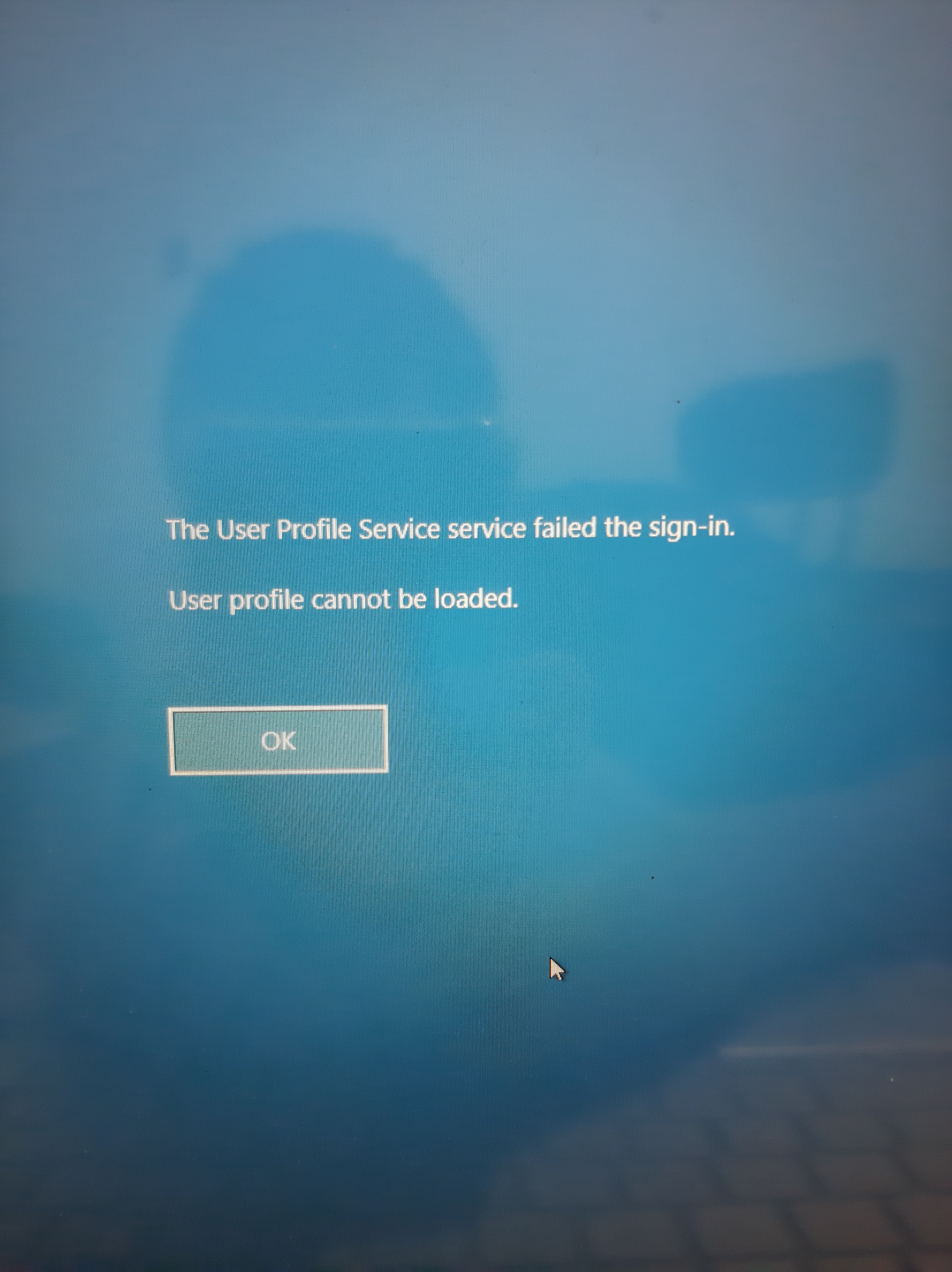 The User Profile Service service failed the sign-in. User profile ...