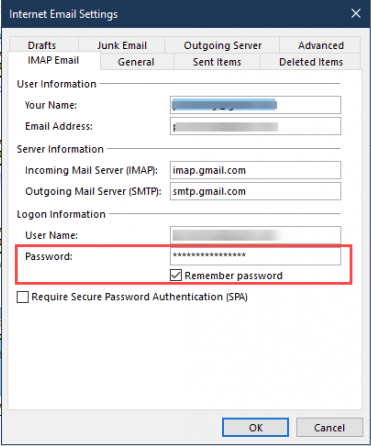 We couldn't log on to the incoming (IMAP) server. Please check your ...