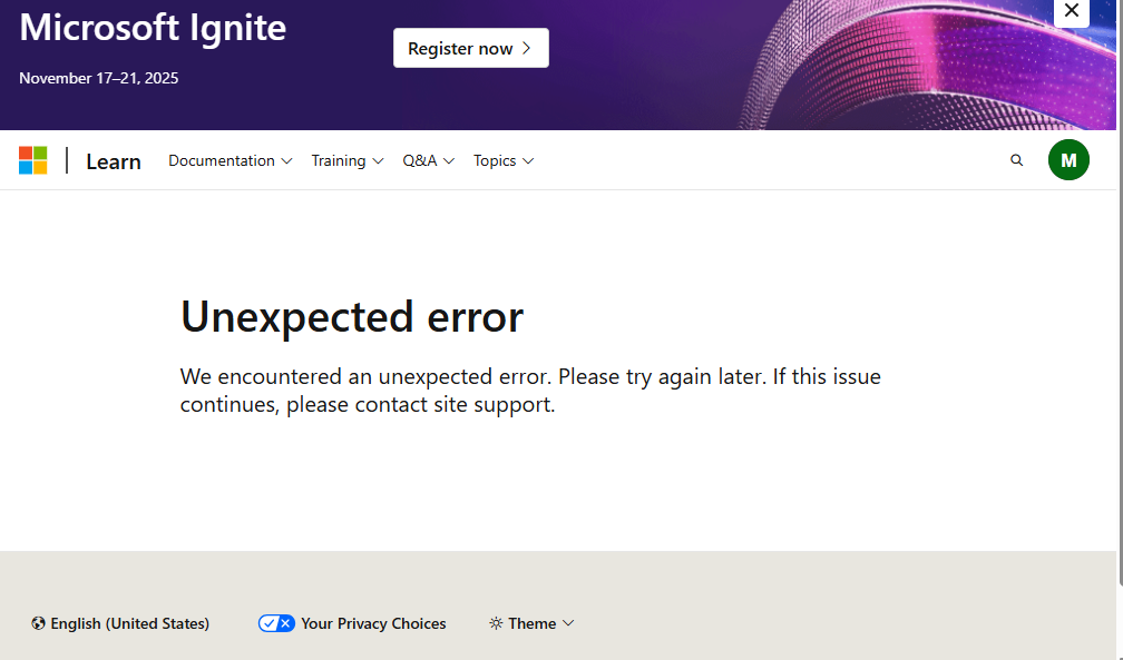 Unable to register for exam getting this error - Microsoft Q&A
