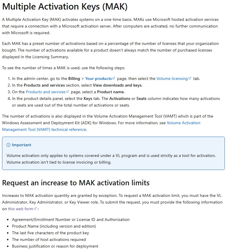 Looking to increase the number of MAK activations as we are re-imaging our envrionment ...
