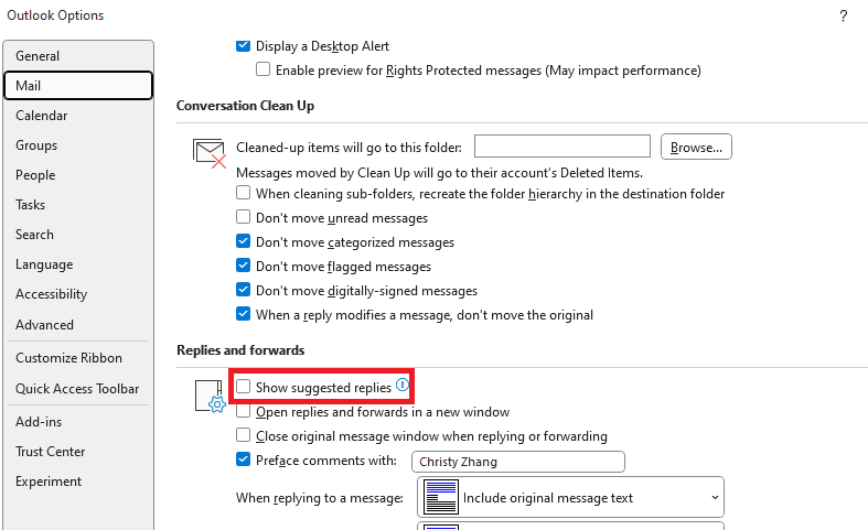 Has anyone figured out how to configure suggested replies by GPO ...