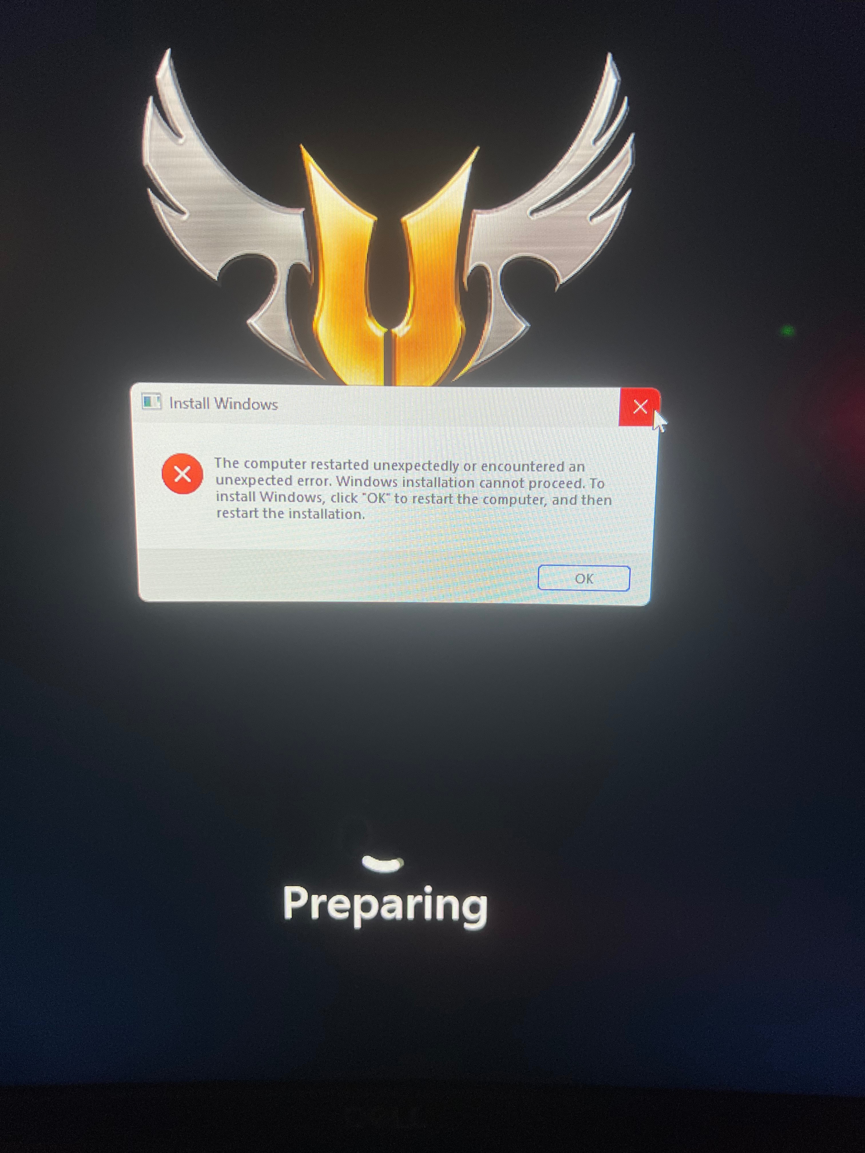 Windows 11 reinstall failed due to unexpected restart now stuck in ...