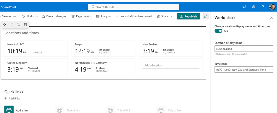 Issue with New Zealand Time Display in World clock Web Part - Microsoft Q&A