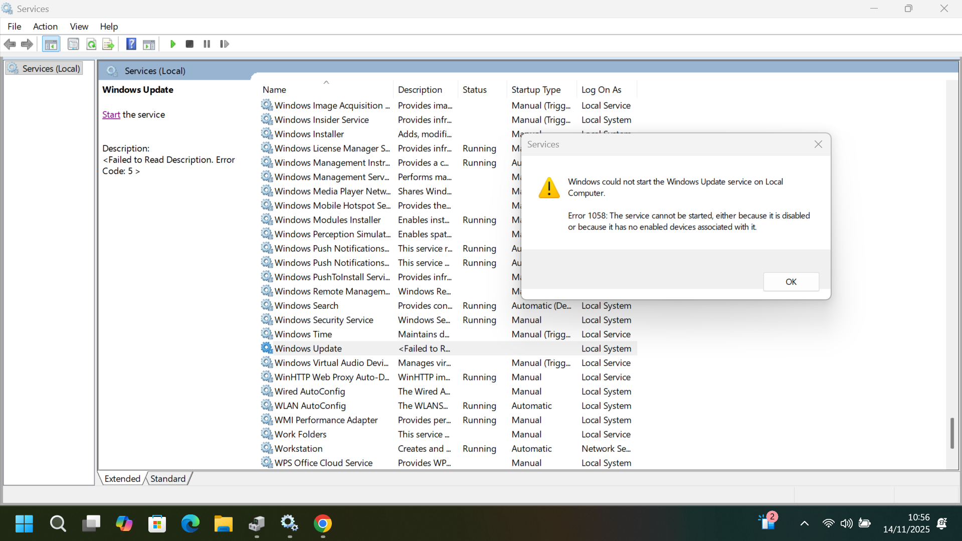 Windows Update Service Missing – Error 0x80070424 - Microsoft Q&A