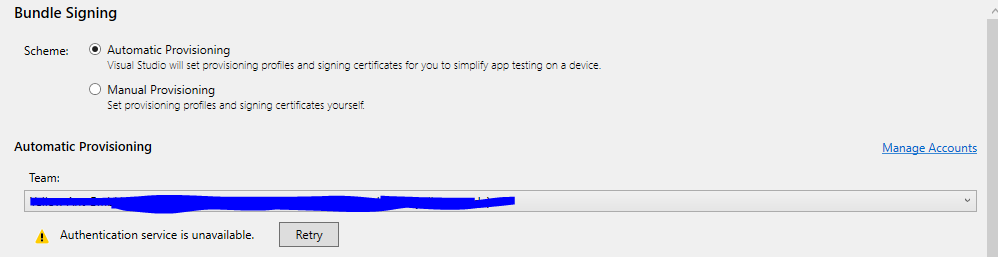 IOS Bundle Signing Authentication problem Visual Studio Windows - Microsoft Q&A