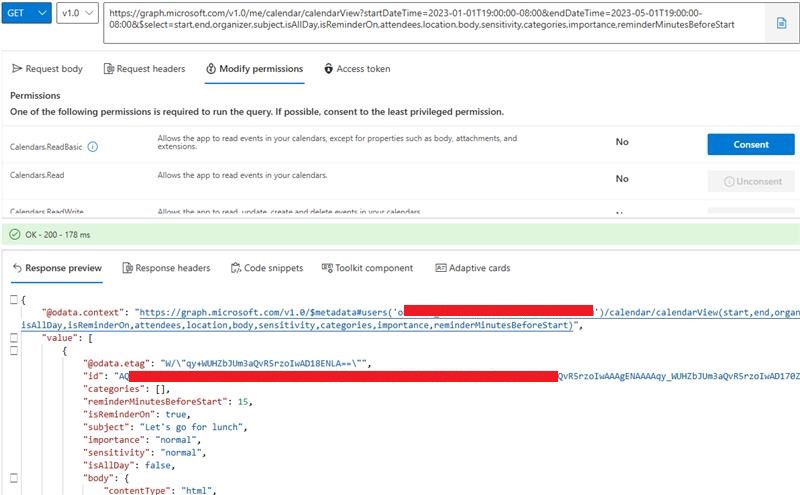 Scope required to get specific properties with Get-MgUserCalendarView - Microsoft Q&A