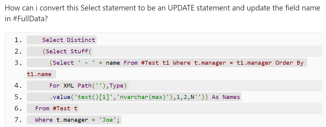 Convert Select To Update - Microsoft Q&A