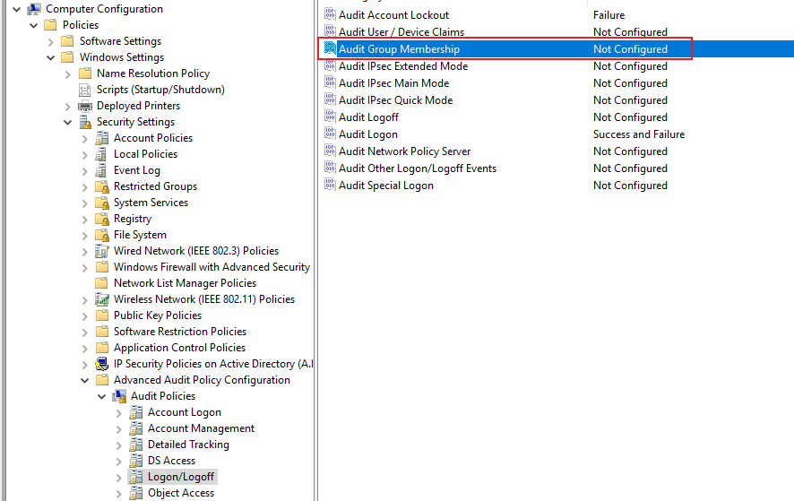 Audit Group Membership setting is missing from Advanced Audit Policy ...