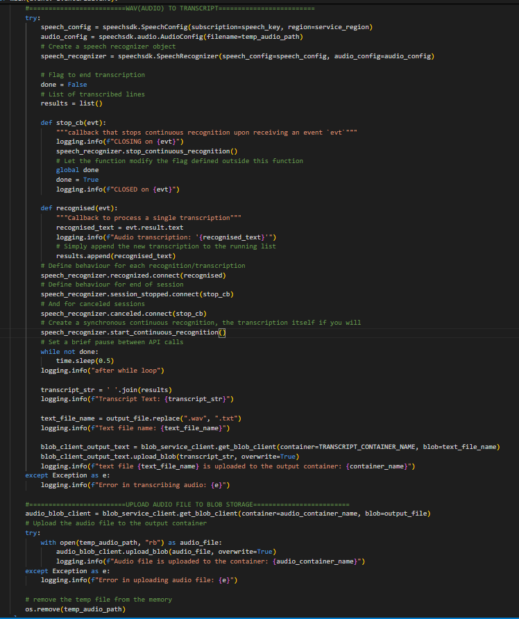 Issue In Speech To Text Integration In Azure Function App Timeout Issues And Storage