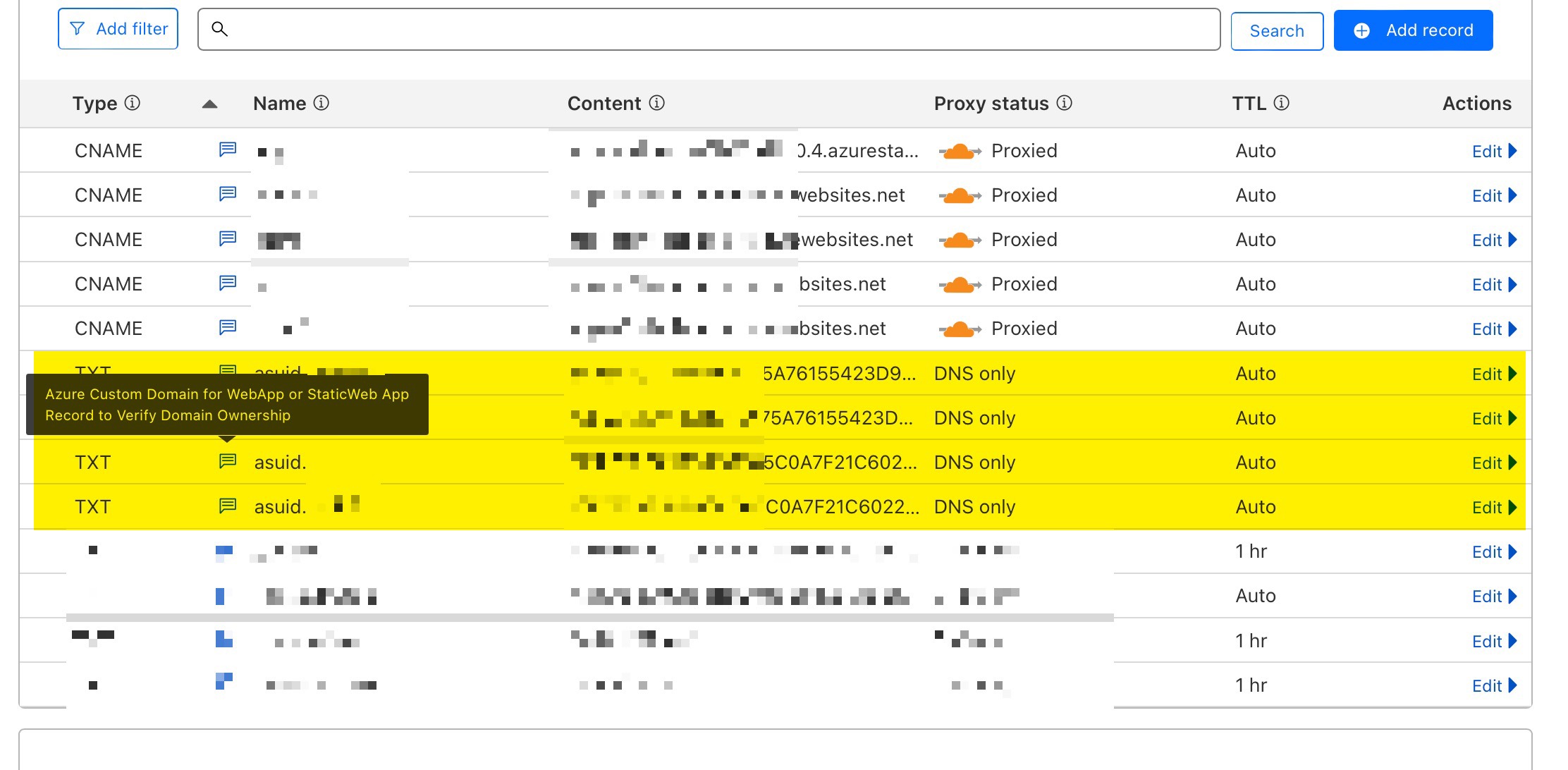 Once a custom domain is verified for a web app or static web app, can I delete the TXT ...