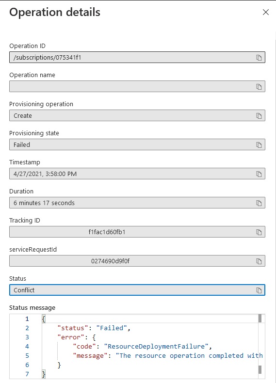 Creating API Managemenet - The resource operation completed with ...