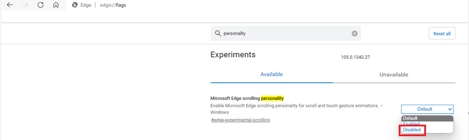 How to disable Microsoft Edge bouncing animation when scrolling? - Microsoft Q&A