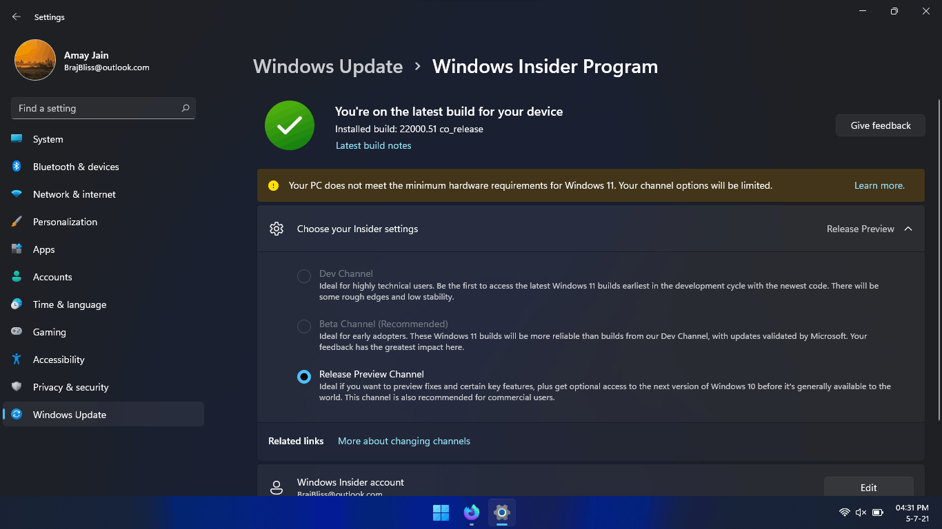 Windows 11 Insider Build stuck at Release Preview - Microsoft Q&A