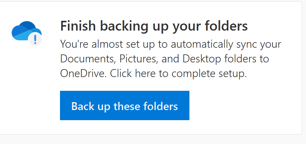 how to disable onedrive notification which persistently asks backup ...
