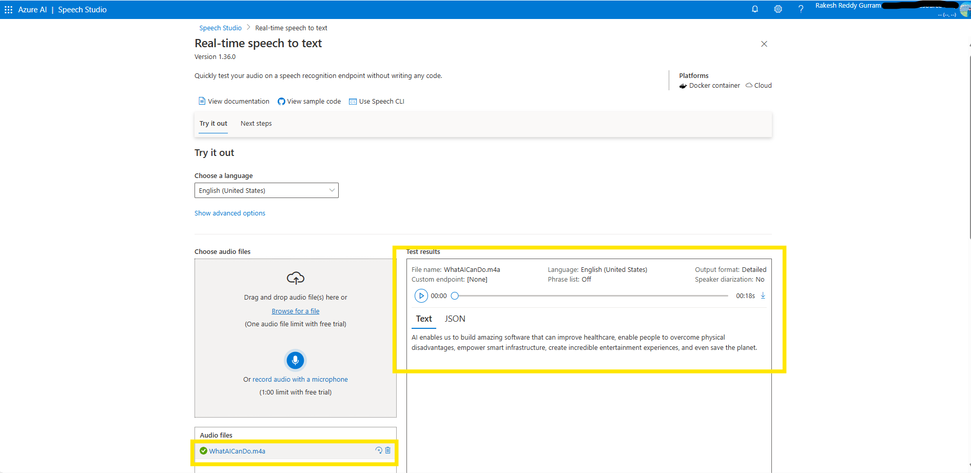 Speech Studio - Unable to contact server. StatusCode: 1006, wss://eastus.stt.speech.microsoft ...