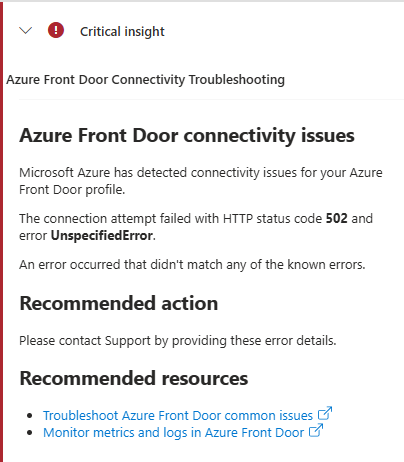 Azure Frontdoor returned 502 random request every a few minutes ...
