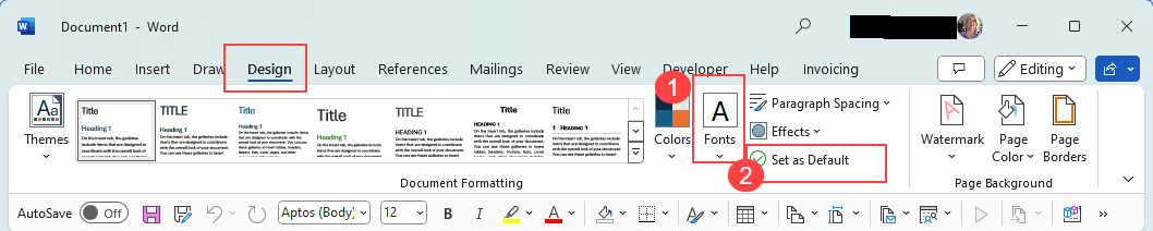Reverting Aptos +body/+headings font back to Calibri, or using any other font - Microsoft Q&A