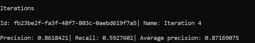 Custom Vision's iteration performance with different values between ...