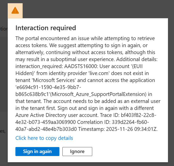 How to resolve my access to Azure portal in accessing or creating the resources, i am getting ...