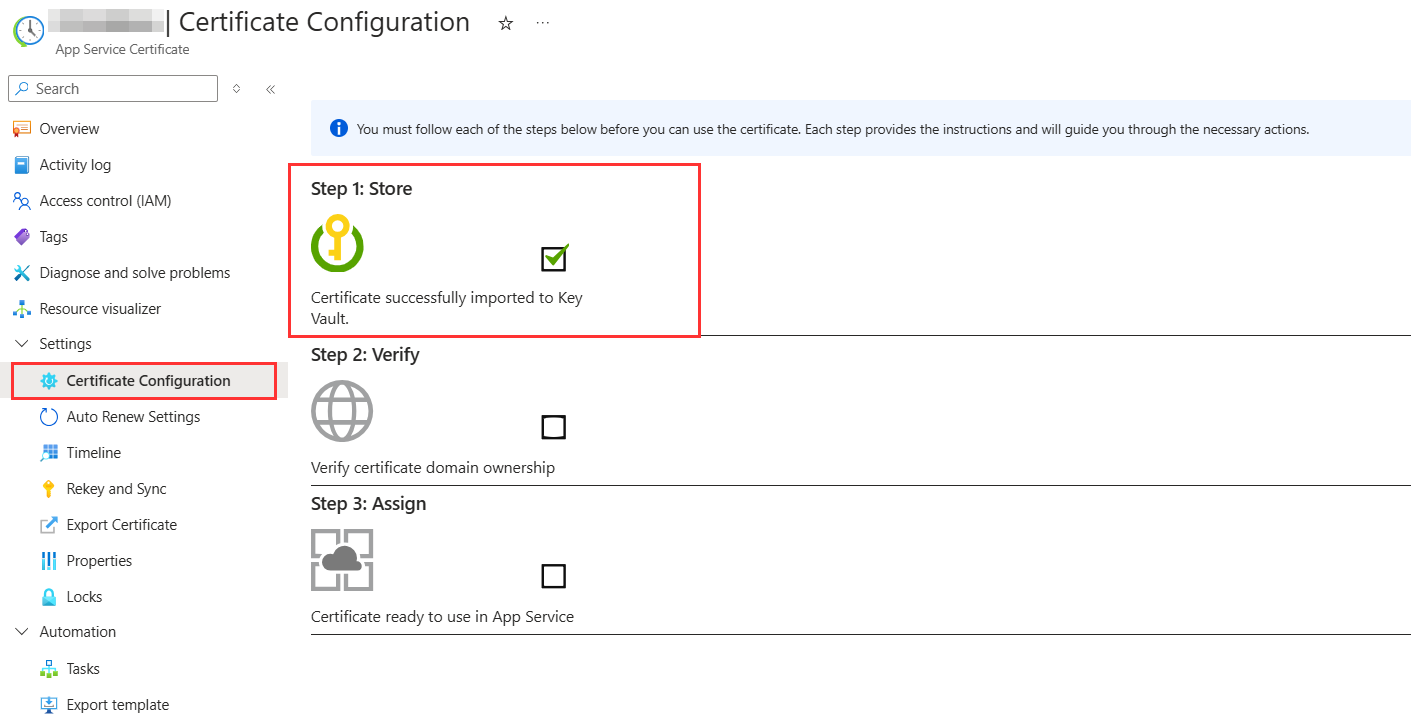 Cannot access issued App Service Certificate or open support ticket - Microsoft Q&A