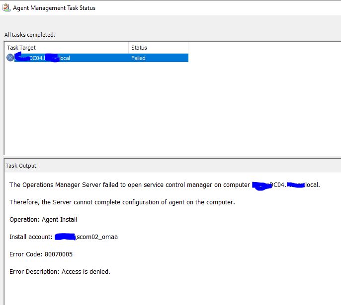 SCOM 2019 agent install on windows server 2019 DC - Microsoft Q&A