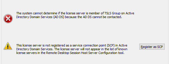 The Remote Desktop license server could not be registered as a service ...