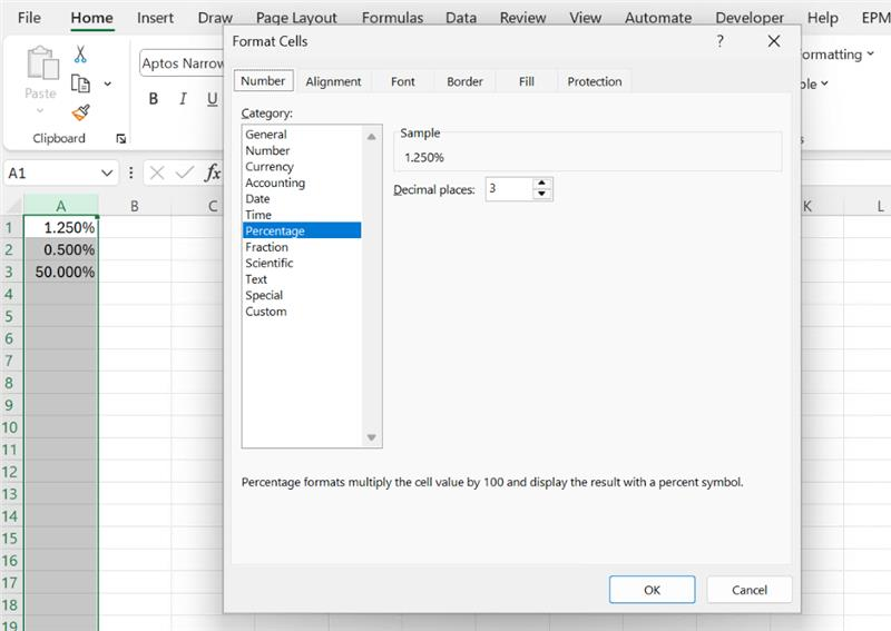 Why is my Percent formatted column in Excel only displaying a ...