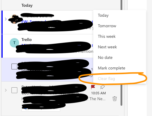The 'Clear Flag' option is now permanently greyed out on Outlook for ...