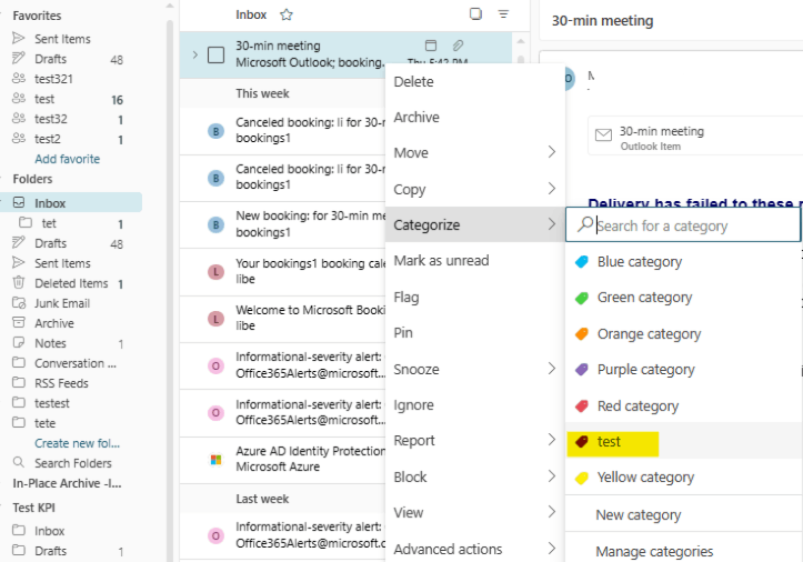 In a shared mailbox I can only see my personal categories, not those of ...