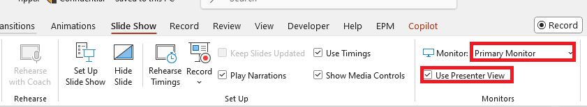 I can't see my notes in presenter view in windows 10 office 365 ...