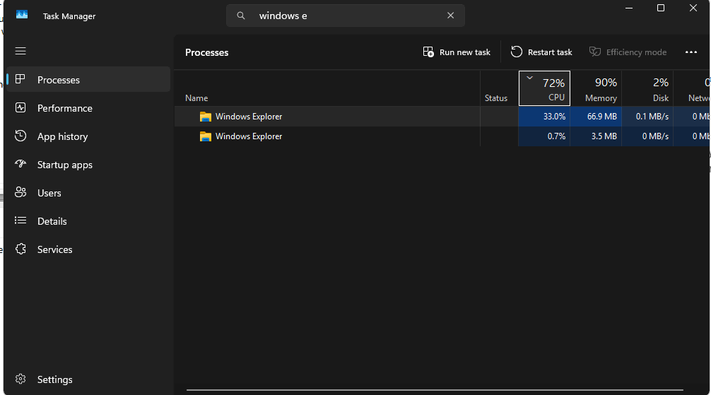 Theres 2 windows explorer running on task manager. - Microsoft Q&A
