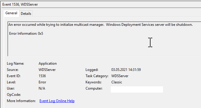 WDS dons't start when Multicast Option set to "Optain IP address from ...