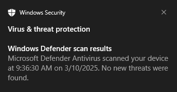 Windows Defender Scheduled Scan - Microsoft Q&A