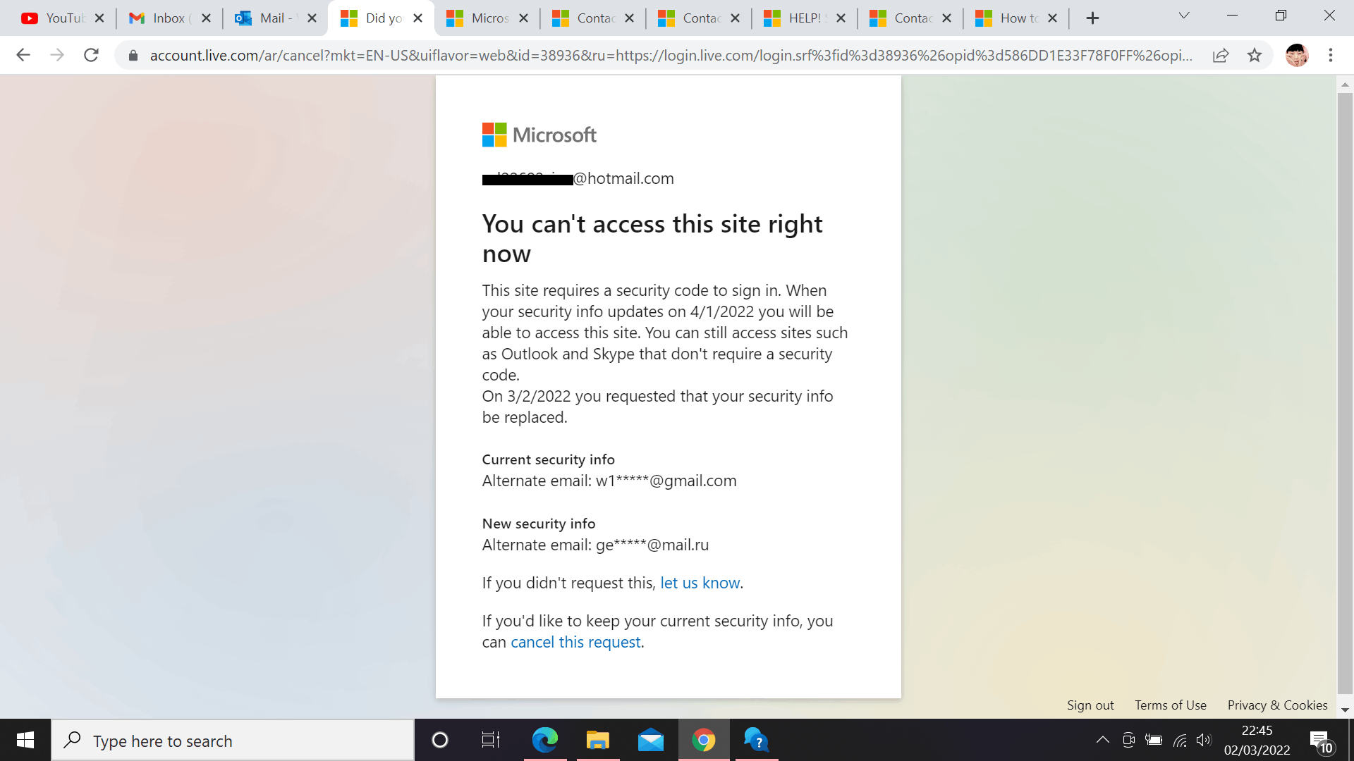 Recovery email not mine - Microsoft Q&A