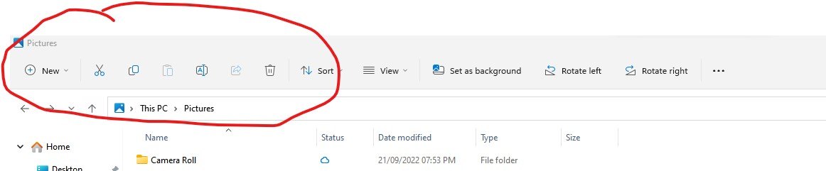 After upgrading to Windows 11- 22H2 - Picture tools/slide show missing ...