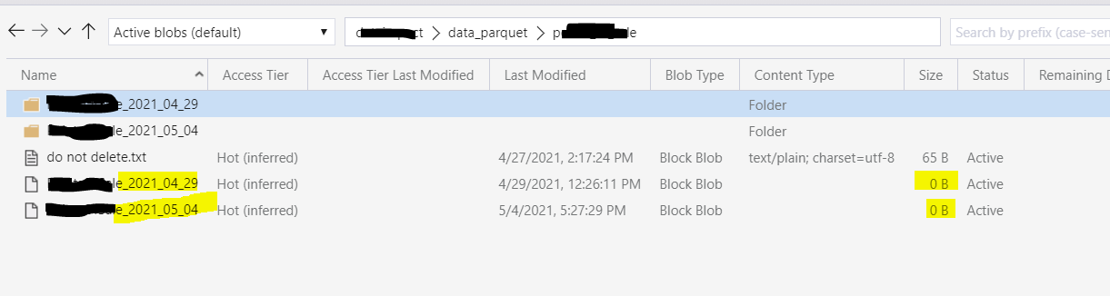 writing to parquet creates empty blob - Microsoft Q&A writing to parquet creates empty blob - Microsoft Q&A