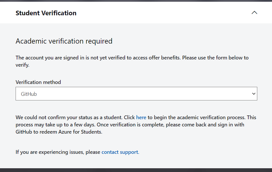 Azure Student GitHub account couldn't be confirmed - Microsoft Q&A