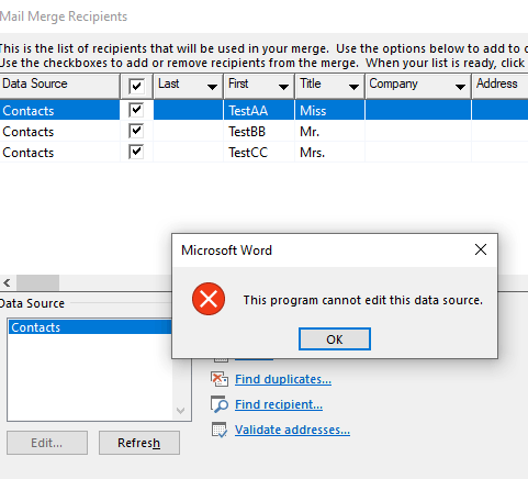 O365 -- access Outlook contacts in Word - Microsoft Q&A