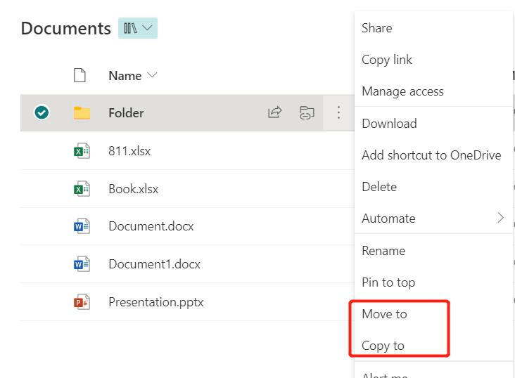 No Move To option on Copy option - Microsoft Q&A