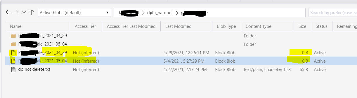 writing to parquet creates empty blob - Microsoft Q&A writing to parquet creates empty blob - Microsoft Q&A