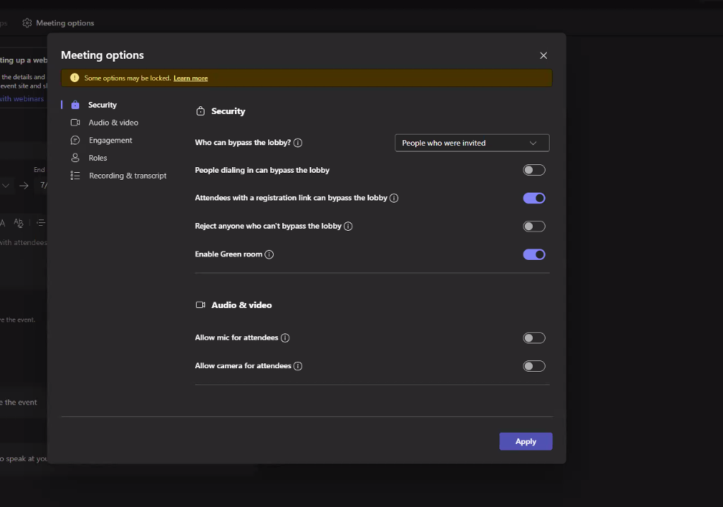 Why does one meeting allows me to edit settings on OnlineMeeting and other does not? - Microsoft Q&A