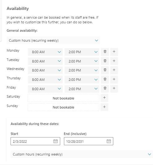Automaticly Setting Availability times in Microsoft Bookings ...
