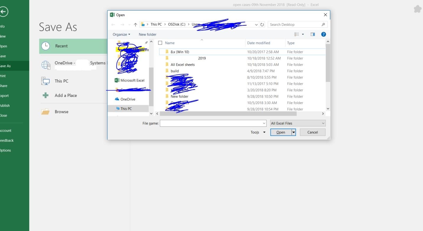 Open Dialog box on an unsaved excel file doesn't go away - Microsoft Q&A