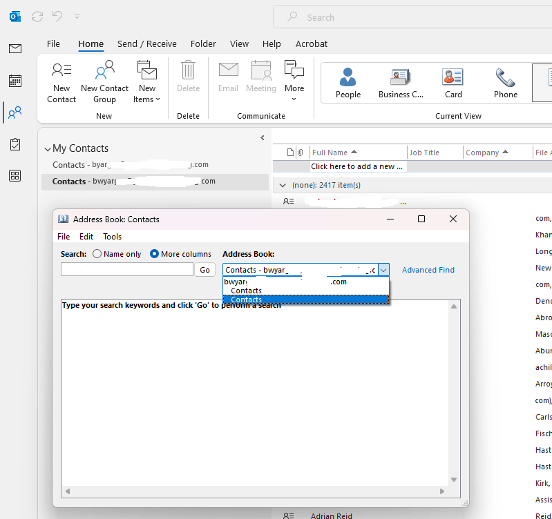 Imported Outlook Address Book Not Showing Even Though Address are ...