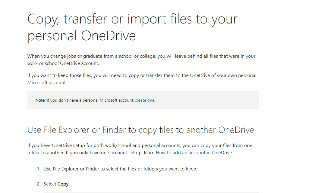 transferring all my data from a school one drive to a personal OneDrive ...