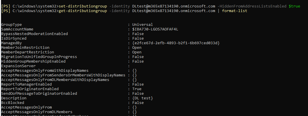 Distribution Group unable to hide in Online Exchnage - Microsoft Q&A