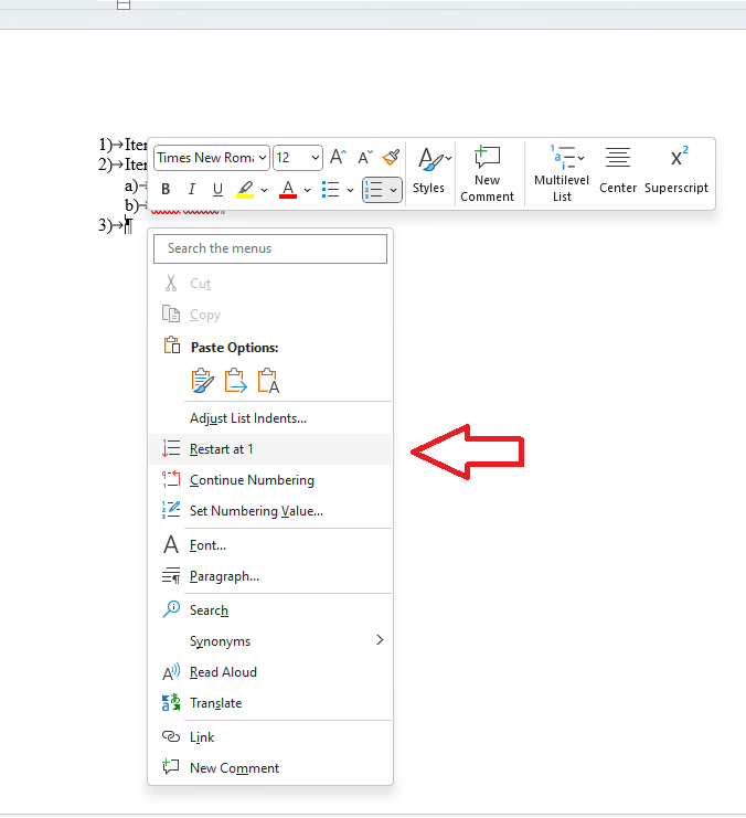 Change list style in the middle of a numbered list - Microsoft Q&A
