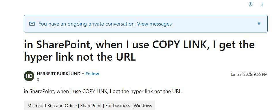 in SharePoint, when I use COPY LINK, I get the hyper link not the URL ...