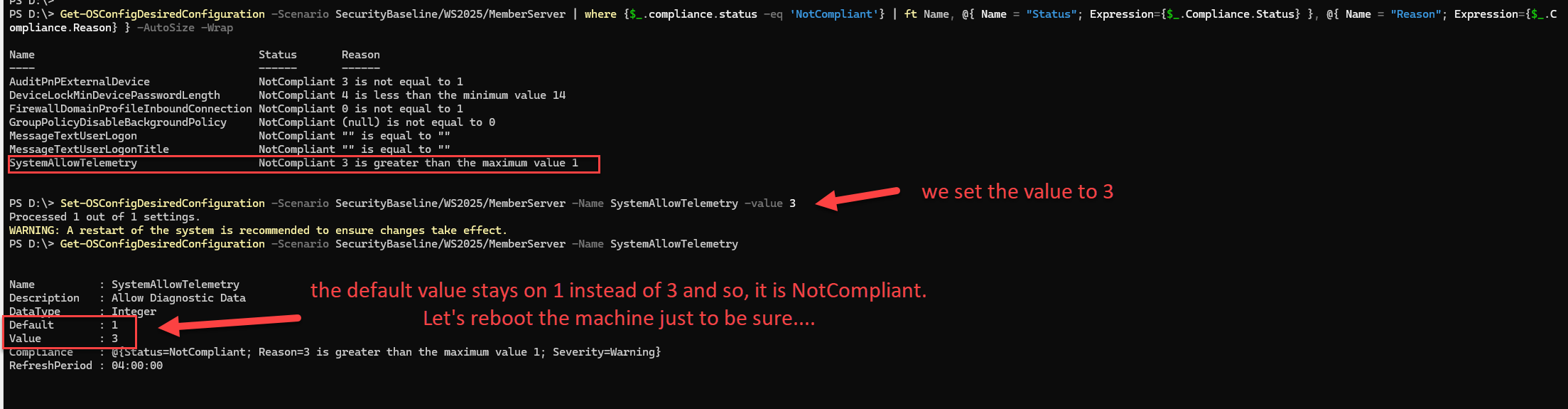 Windows Server 2025, impossible to configure custom settings from a baseline (Server 2025 ...