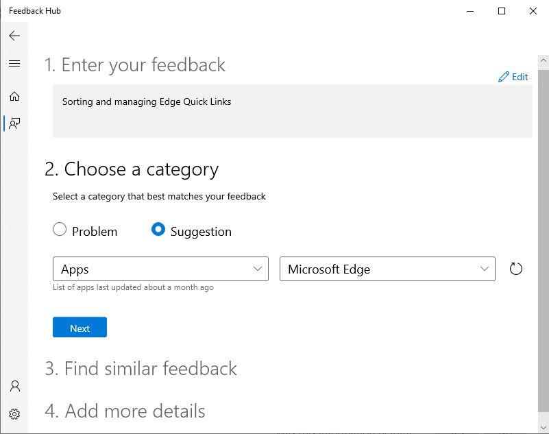 Sorting and managing Edge Quick Links - Microsoft Q&A